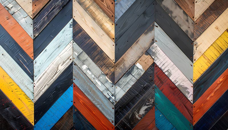 Weathered Wooden Planks Texture. Colorful Wooden Panel with Chevron ...