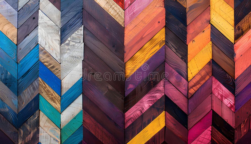 Weathered Wooden Planks Texture. Colorful Wooden Panel with Chevron ...