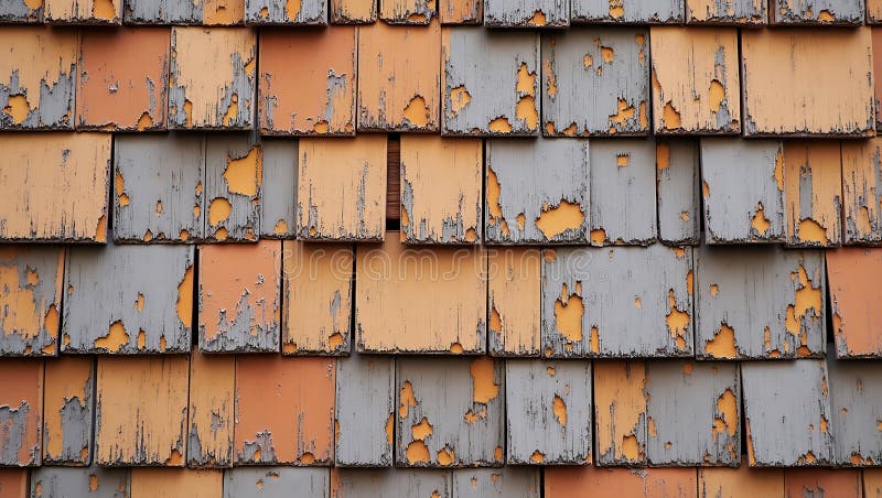 Weathered Wooden Shingles with Peeling Paint Rustic Exterior Texture ...