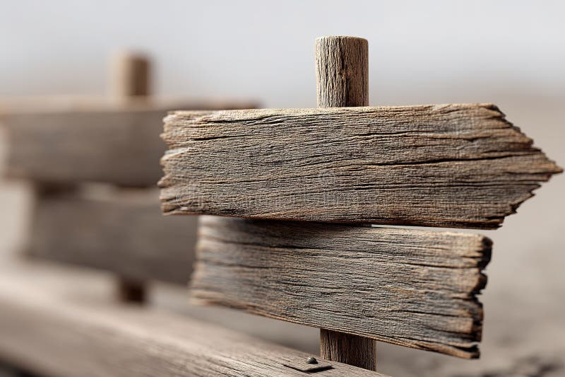Weathered Wooden Signs Stand Against a Blurred Background in a Rustic ...