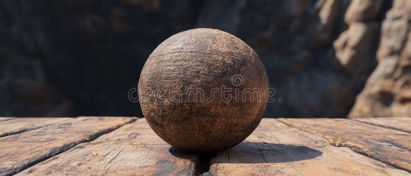 Weathered Wooden Sphere on Rustic Surface Stock Illustration ...