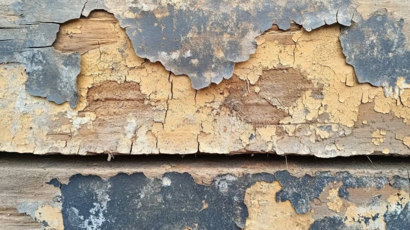 Weathered Wooden Surface Showing Paint Flaking and Decay Stock ...