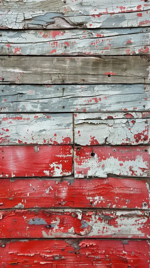 Weathered Wooden Wall with Peeling Red Paint Showcasing a Rustic Charm ...