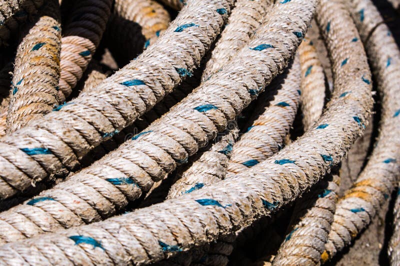 Weathered Worn Fishing Ropes Stock Photo - Image of closeup, fishing ...