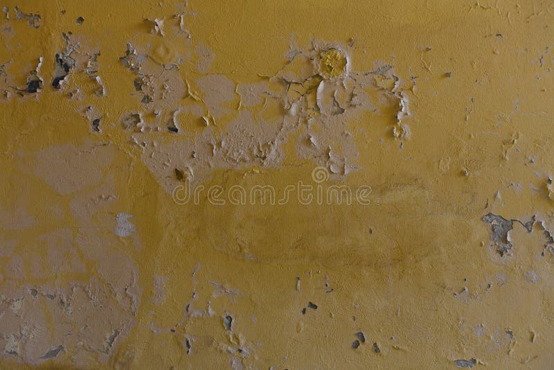 Weathered Yellow Wall with Stains Stock Image - Image of stained ...