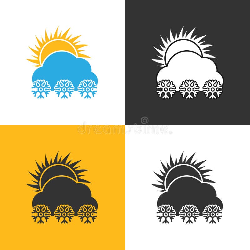 Set of Four Snowfall in Sunny Day Icon Stock Vector - Illustration of ...