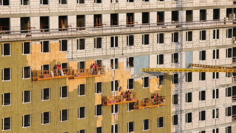 Weatherization Works on Building Wall at Stock Video - Video of ...