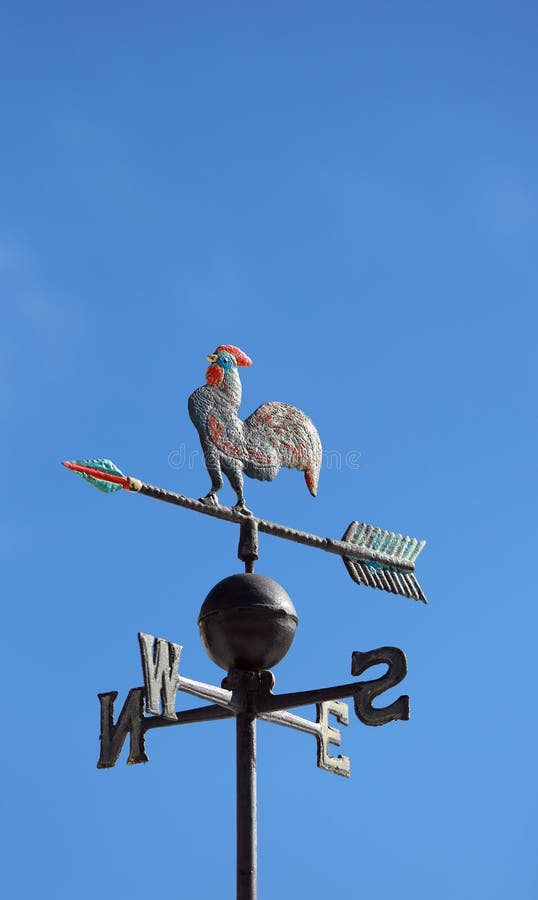 Weathervane with Rooster Above an Arrow Stock Image - Image of wind ...