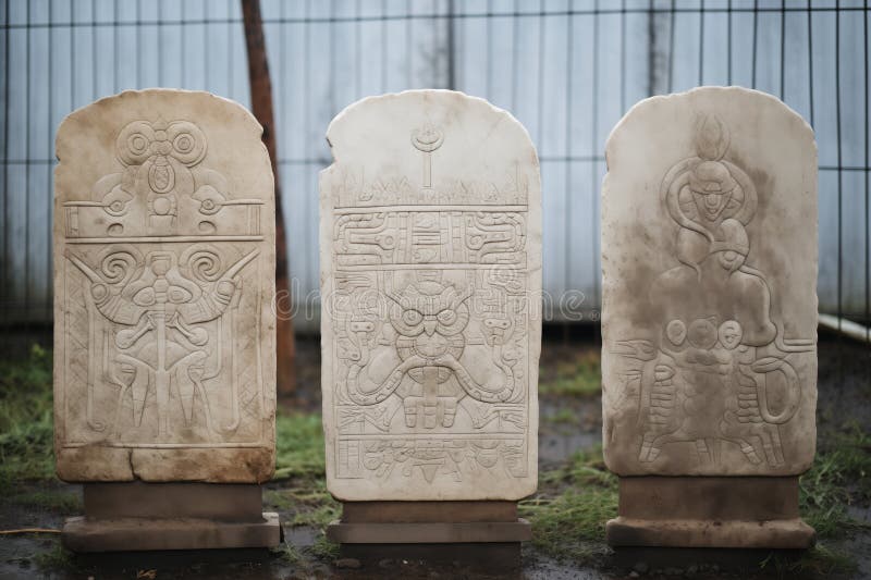 Weatherworn Stone Tablets with Engravings Stock Image - Image of ...