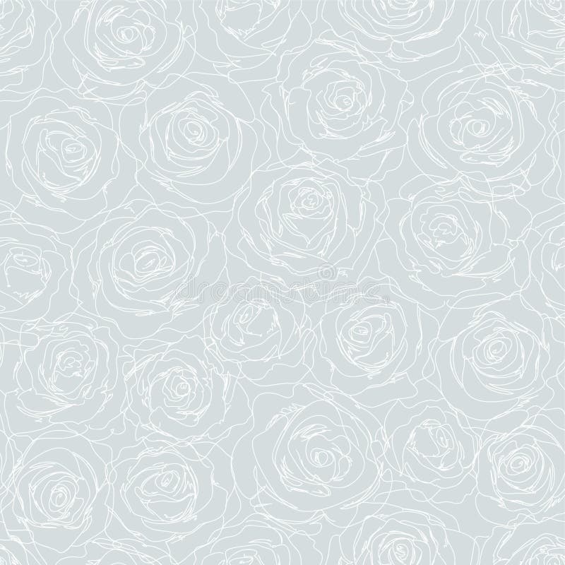 Grey Backgroung with White Roses. Vector Floral Hand Made Pattern Stock ...