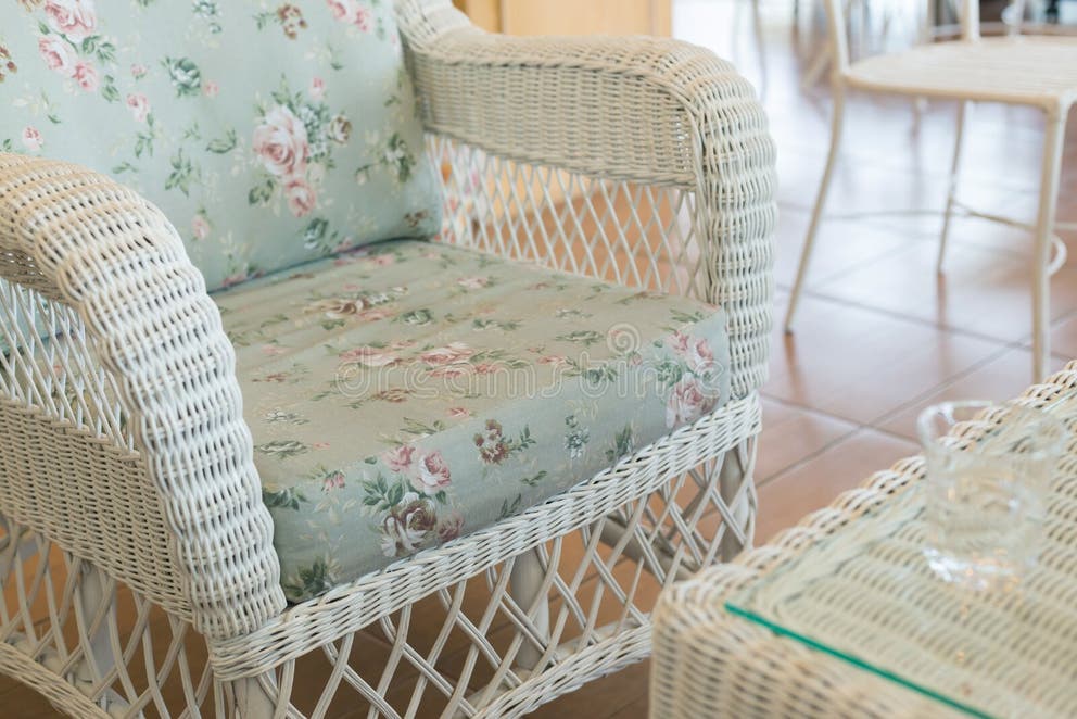 Weave Sofa with Pillow Cushion Decoration Stock Photo - Image of ...