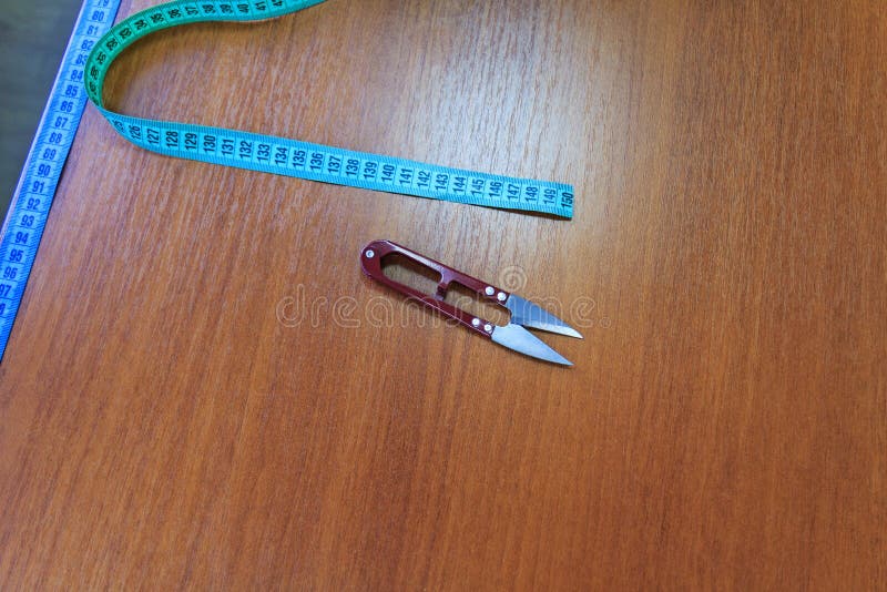 Weaver Scissors and Meter on the Table Stock Photo - Image of ...