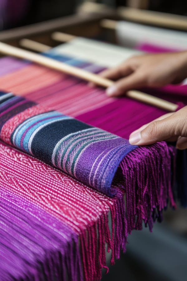 Vibrant Textiles Loom Showcasing Traditional Weaving Techniques Stock ...