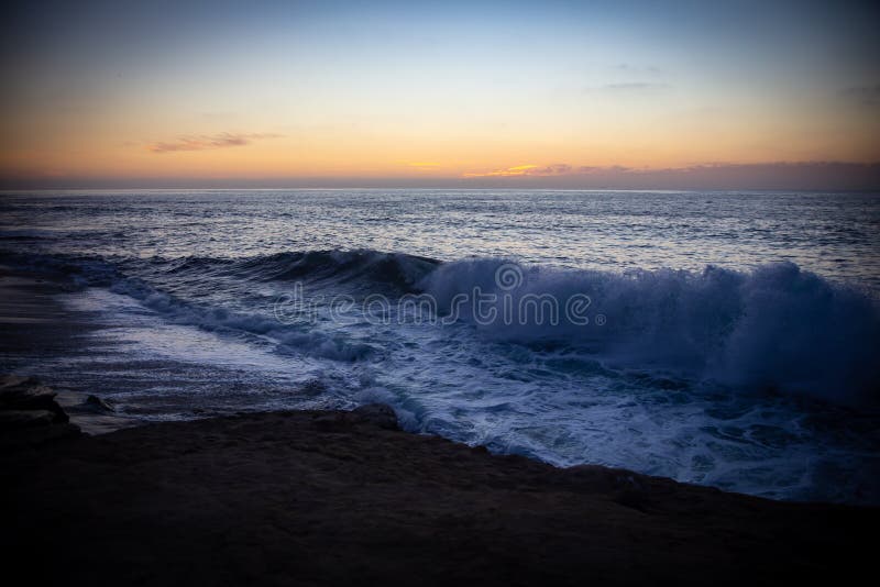 Waves Crashing during Sunset Stock Image - Image of relaxing, colourful ...