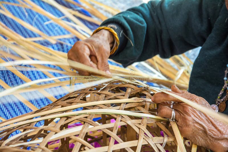 Weaving bamboo basket. stock photo. Image of closeup - 53724920