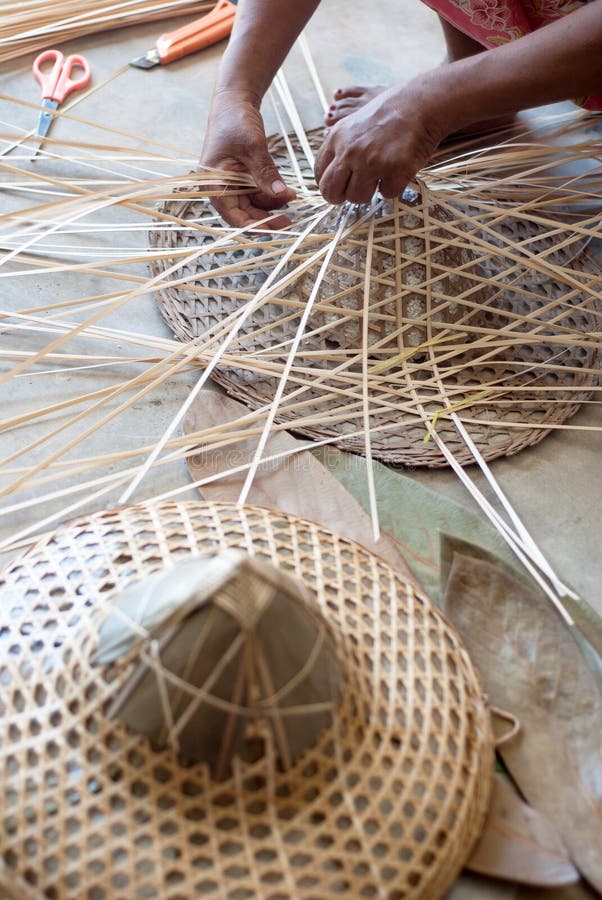 A Lot Of Farmer’s Weaving Hat Are Displays In Souvenir Shop, Weaving ...