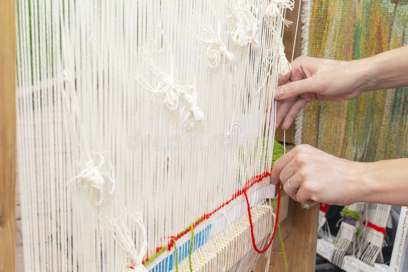 Weaving Cloth with Strings and Wood Loom Stock Photo - Image of craft ...