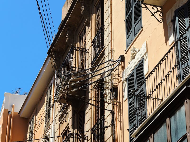 Weaving of Electric Wires on the Walls of the Buildings Stock Image ...