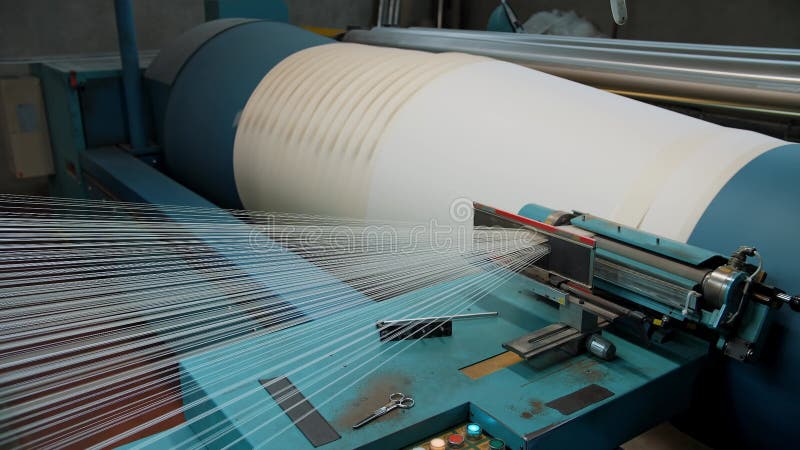 Weaving Factory Workshop. Thread Coloring. Textile Factory Equipment ...