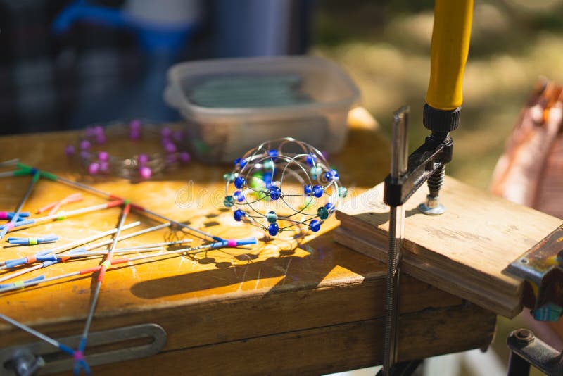 Weaving Handmade Jewelry, the Process of Creation. Handmade Concept ...