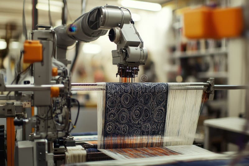 Weaving Machine in Operation during Textile Production at Modern ...