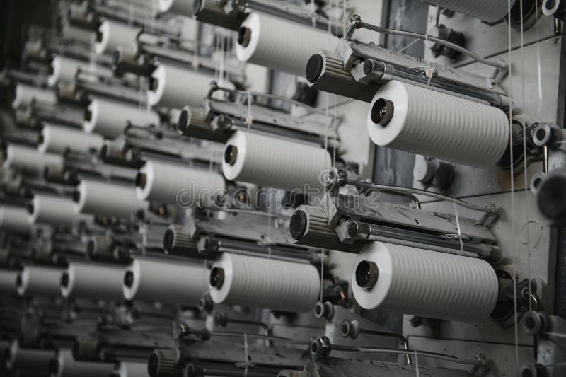 Weaving Machines of the Factories. Production of Textiles Stock Image ...