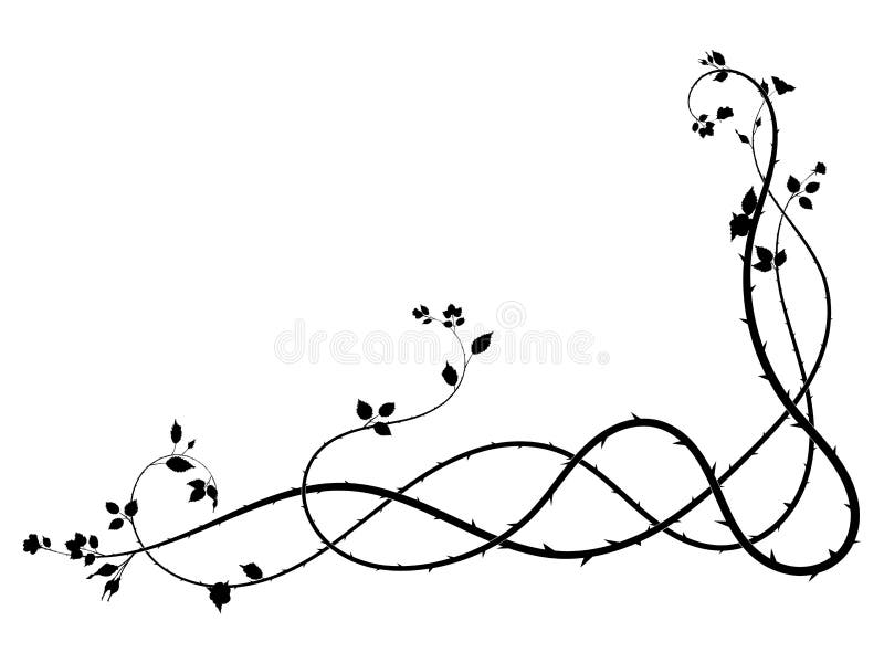 Weaving Plant Rose Corner. Doodle Sketch Vector Stock Vector ...