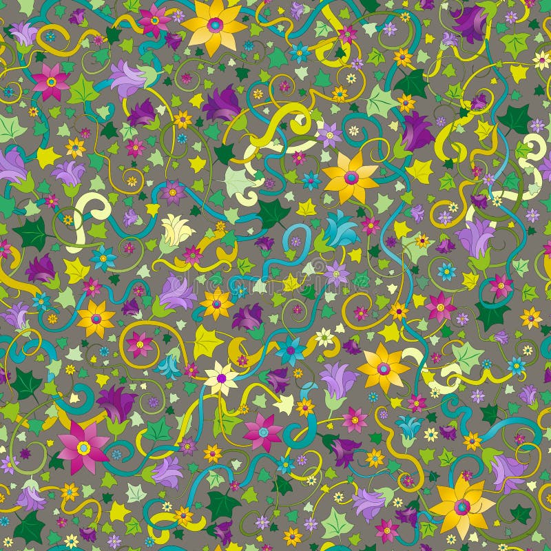 Weaving Plants and Flowers a Seamless Pattern Stock Photo - Image of ...