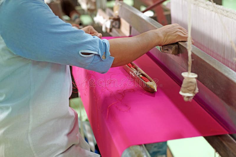 Weaving Silk Production Process Stock Image - Image of yarn, fashion ...