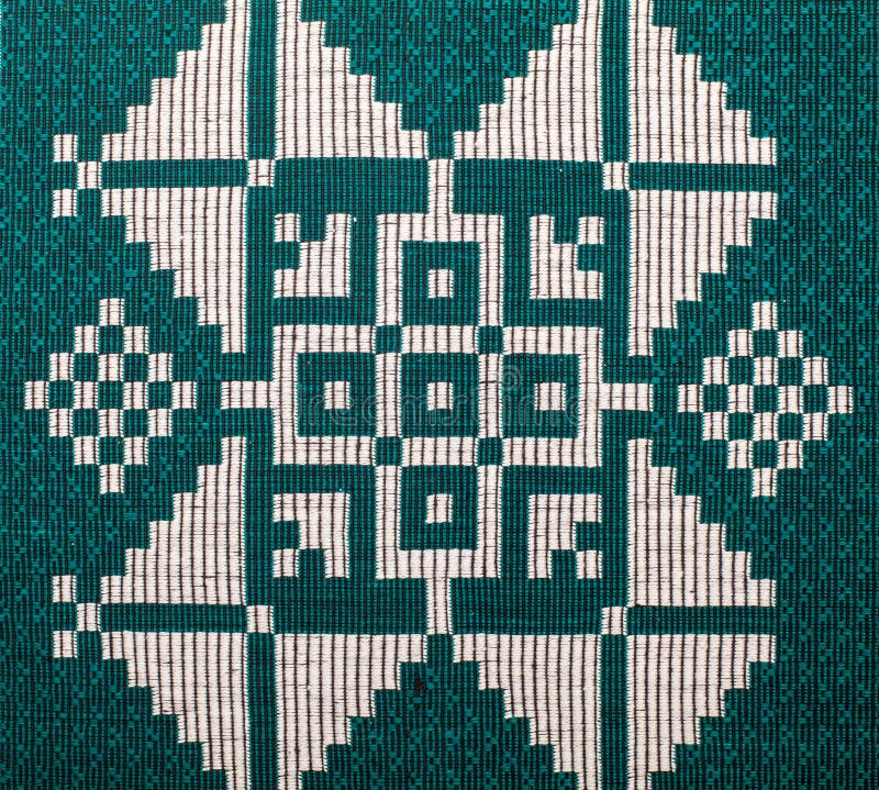 Weaving Textile with Green White Pattern Stock Image - Image of ...