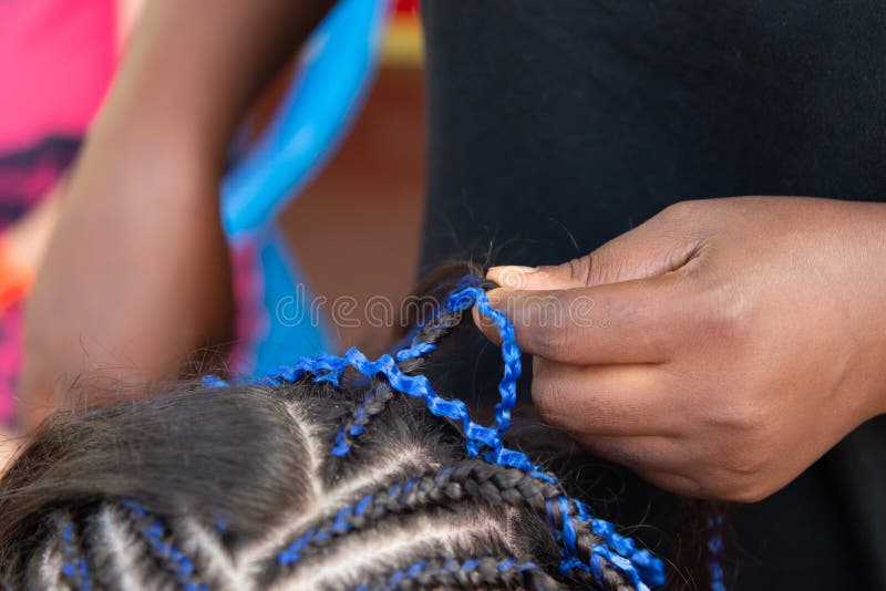 Weaving Thin Braids on the Head Stock Image - Image of drawing, beauty ...