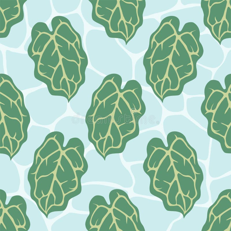 Wavy Tropical Plant Leaves Continuous Seamless Pattern Stock Vector ...