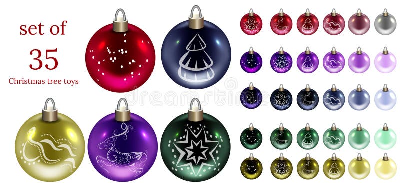 Christmas Balls of Different Colors Stock Vector - Illustration of ...