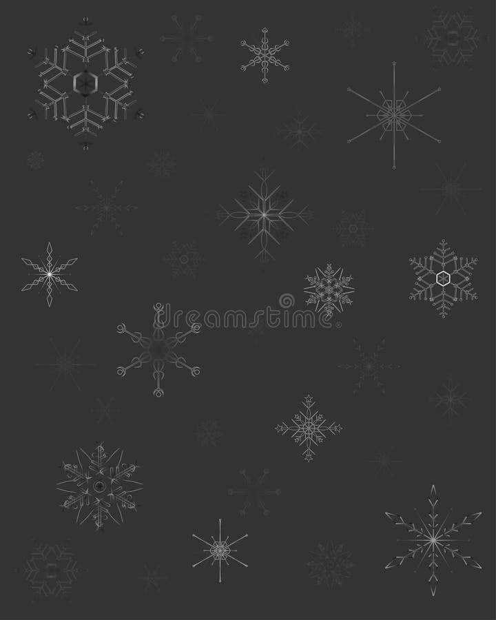 Christmas Pattern with Different Snow Stars on Grey Background Stock ...