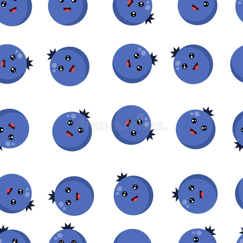 Vector Seamless Pattern with Cute Smile Blueberry . Blueberry ...