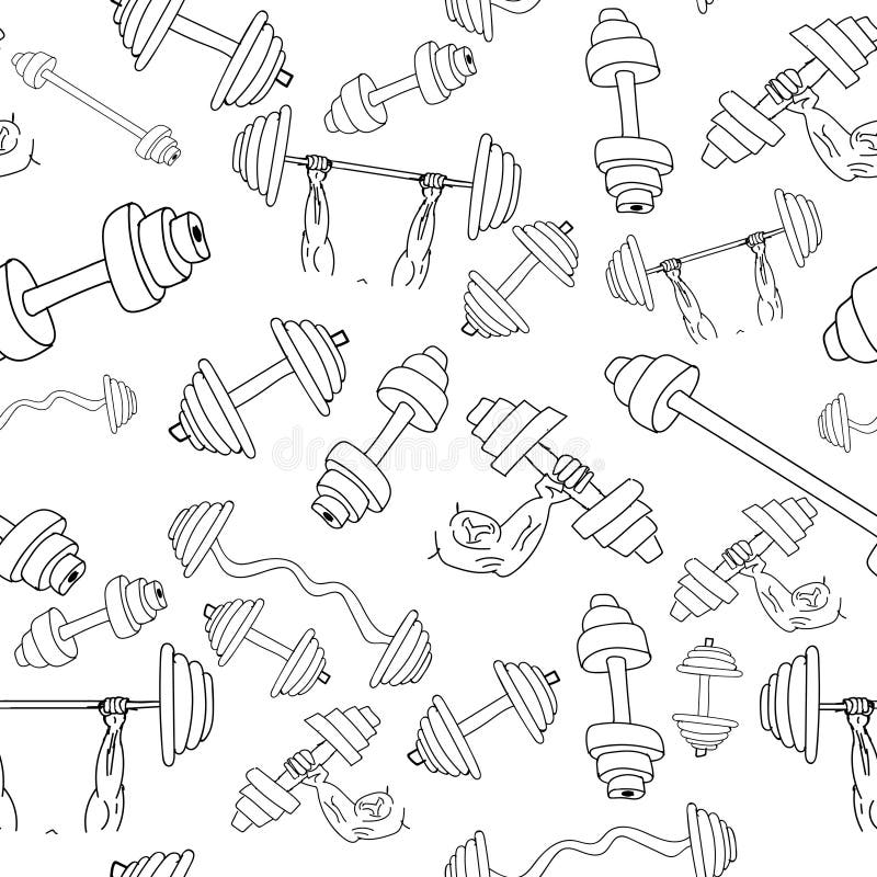 Dumbbell Pattern Seamless Flat Style for Web Vector Stock Vector - Illustration of gymnastics ...
