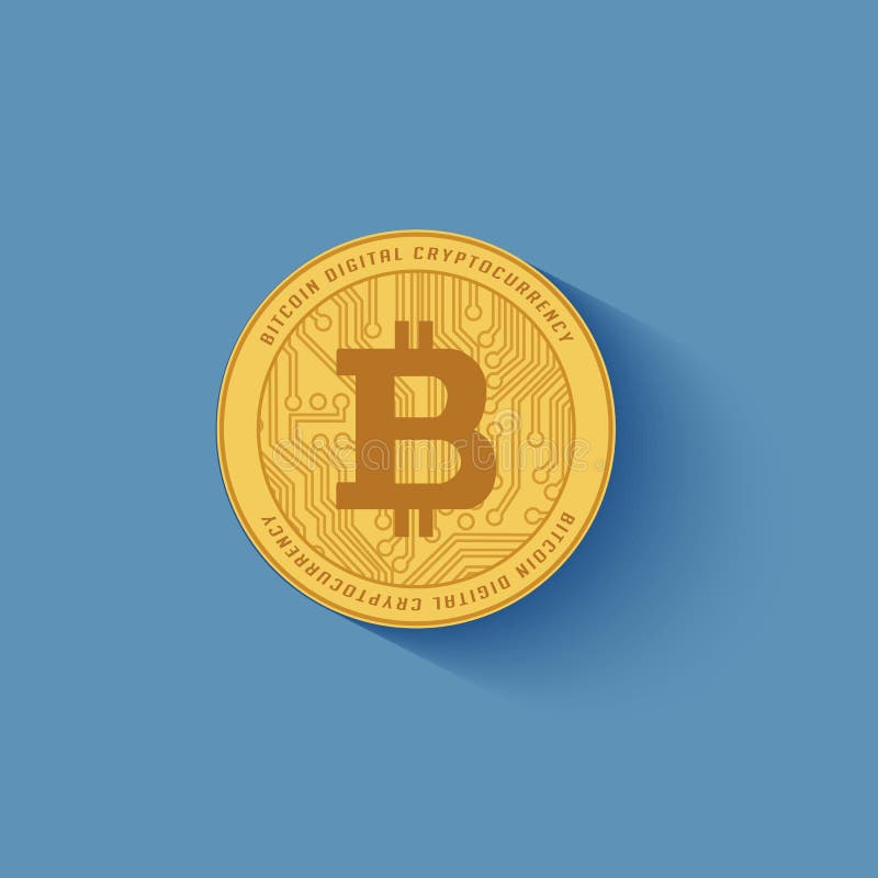 Bitcoin Cyber Currency, Close Up, Golden Coin, Blue Digital Background ...