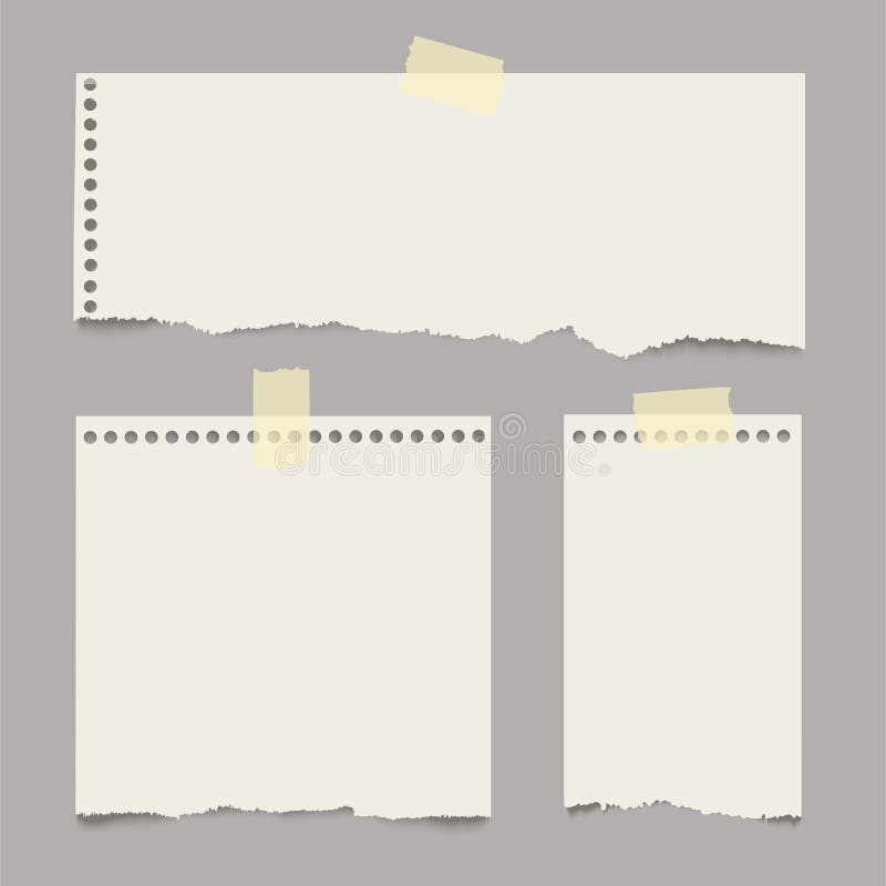 Pieces of Vector Torn Note Papers with Adhesive Tape. - Illustration ...