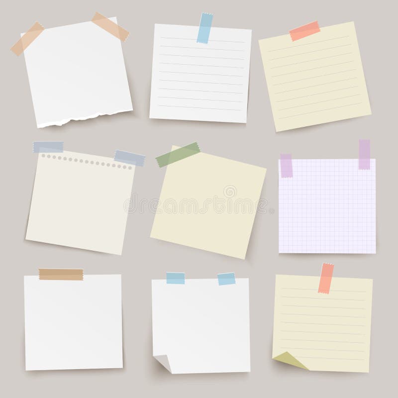 Set of Different Vector Note Papers. - Illustration Stock Vector ...