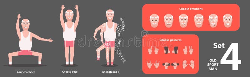 Grandpa Making Morning Exercises. Active Healthy Workout Stock Vector ...