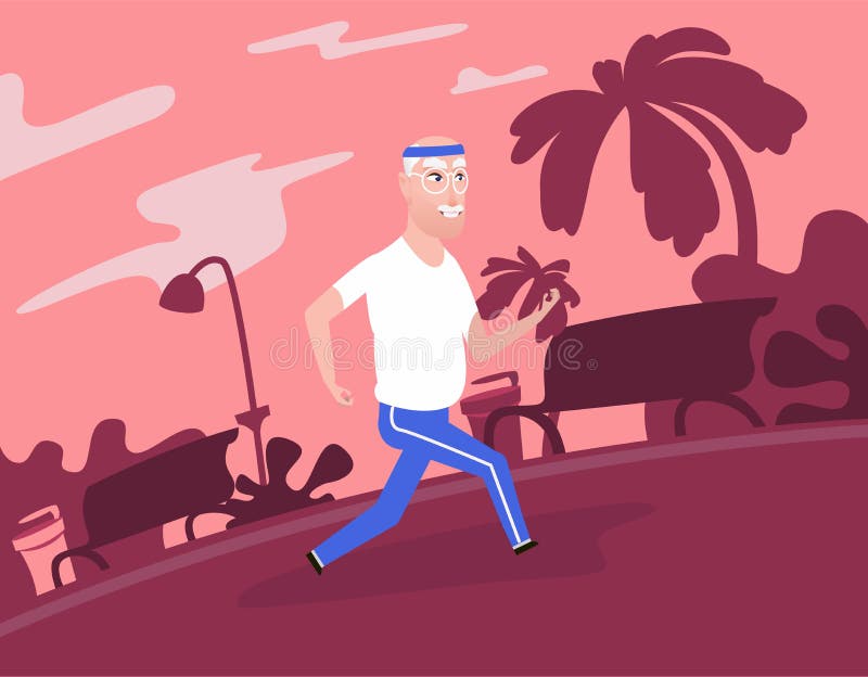 Grandpa is Running, Isolated Cartoon Character. Stock Vector ...