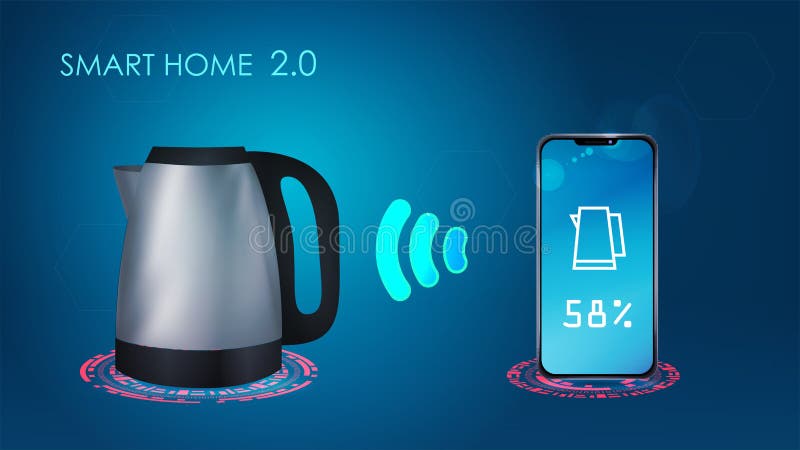 Smart Home Kettle Vector Technology Illustration Stock Vector ...