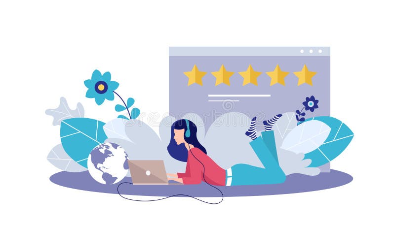 Rating on Customer Service Illustration. Man Sitting on the Floor and ...