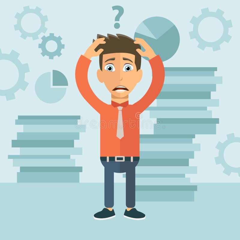 Worried Businessman in Office. Confused Man with Question Mark Stock ...