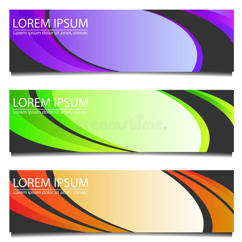 Set of Modern Horizontal Website Banners Stock Vector - Illustration of ...