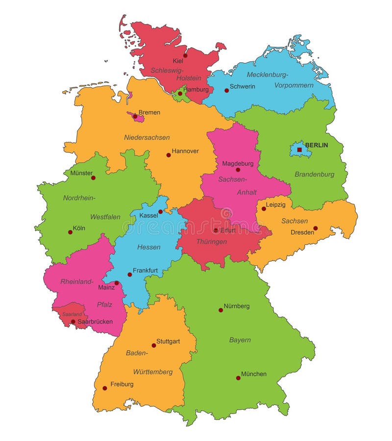 Germany - Map of Southern Germany High Detailed Stock Illustration ...