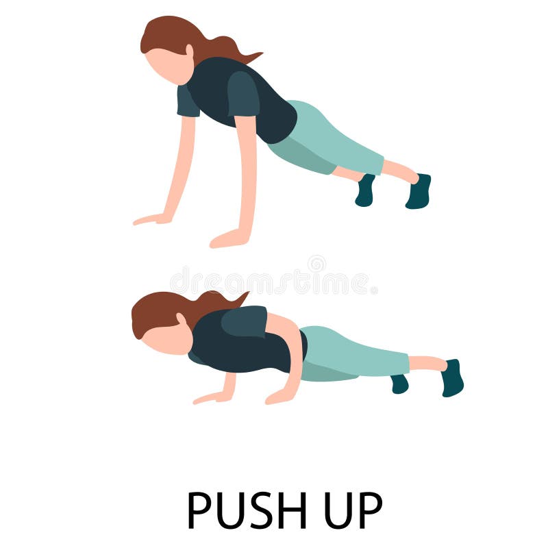 Young Woman Doing Push Ups Flat Design Stock Vector - Illustration of ...