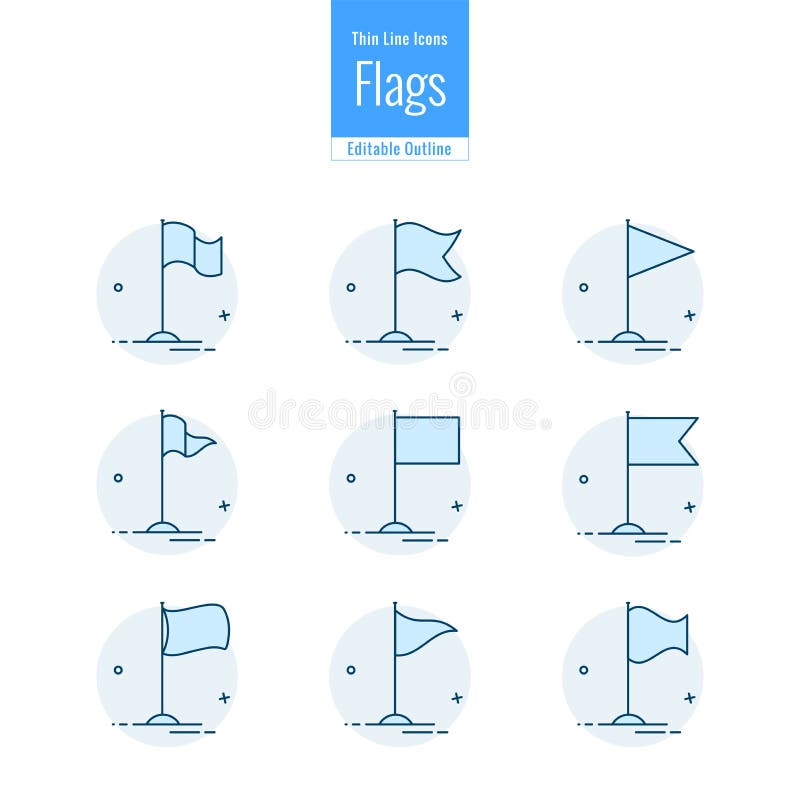 Flag Icons Set, Competition Flag, Business Milestone, Success, Thin ...