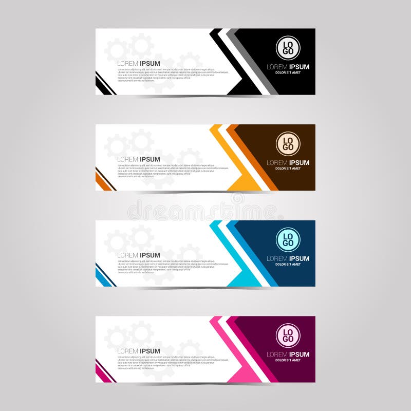 Modern and Cool Web Banner Template in a Set. Stock Illustration ...