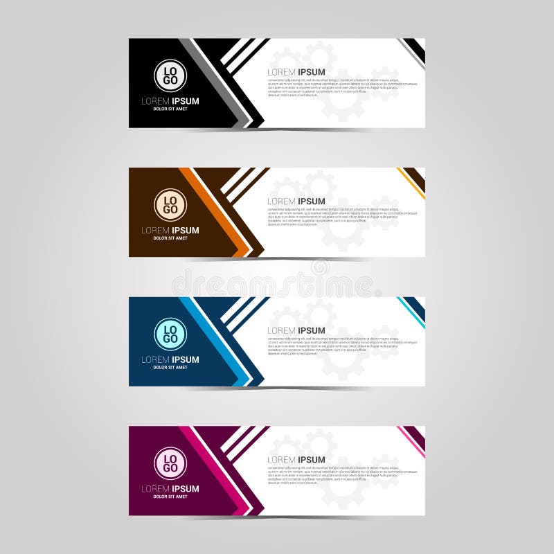 Modern and Cool Web Banner Template in a Set. Stock Illustration ...
